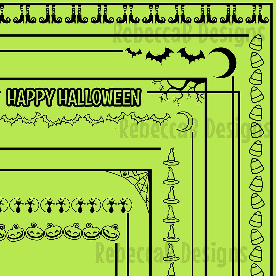 Halloween Doodle Borders Clip Art, Halloween Borders, Halloween Border ...