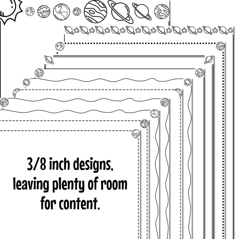 Outer Space Doodle Borders Clip Art, Space Exploration Clip Art, Outer ...
