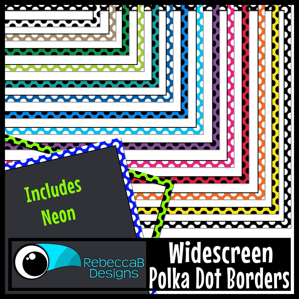 Widescreen 16:9 Polka Dot Borders - Google Slides™ and Powerpoint ...