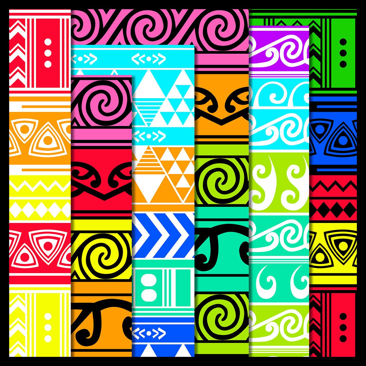Maori Backgrounds Clip Art Set 2, Digital Paper Maori Patterns, Maori ...