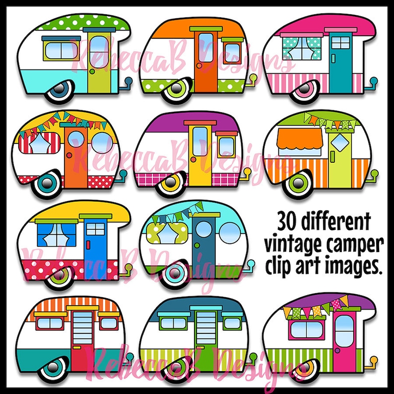 Vintage Camper Clip Art Retro Camper Clipart Vintage | Etsy
