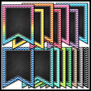 Chalkboard Bunting Pennant Banners Clip Art Set 4 Chalkboard | Etsy
