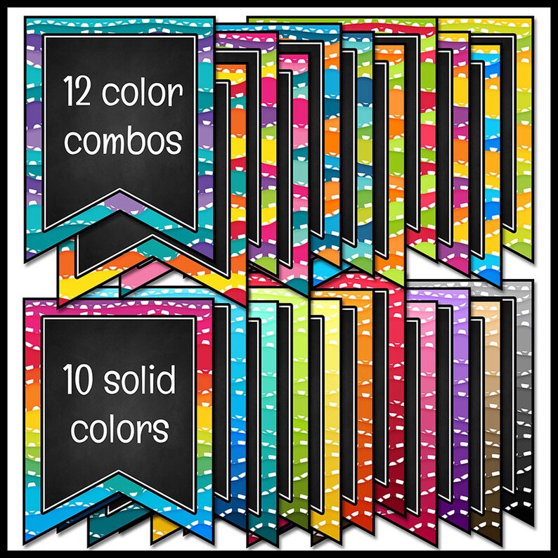 Chalkboard Bunting Pennant Banners Clip Art Set 2 Double Point ...