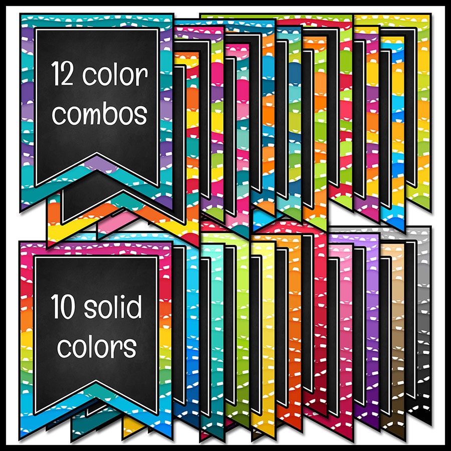 Chalkboard Bunting Pennant Banners Clip Art Set 2 Double Point ...