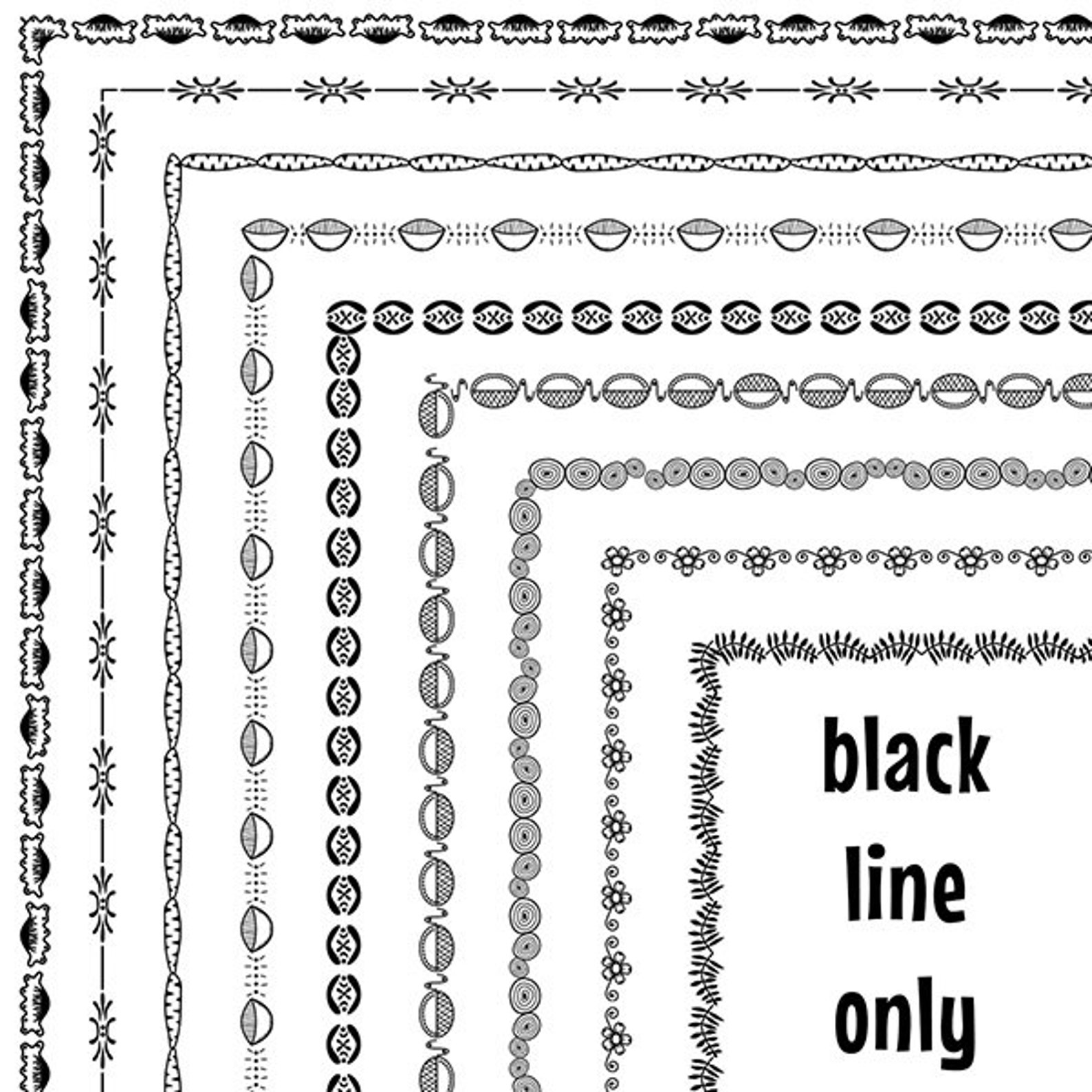 Super Skinny Borders Clip Art Set 2, Border Frames Clip Art, Super ...