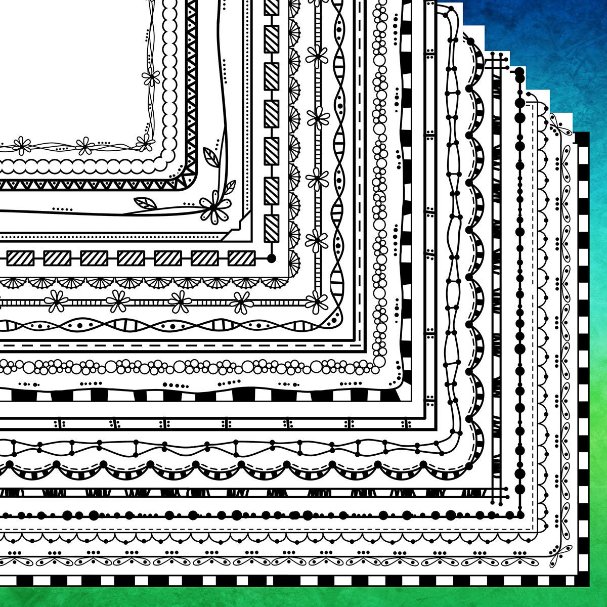 Widescreen 16:9 Doodle Borders Clip Art Set 1 - Google Slides™ and ...