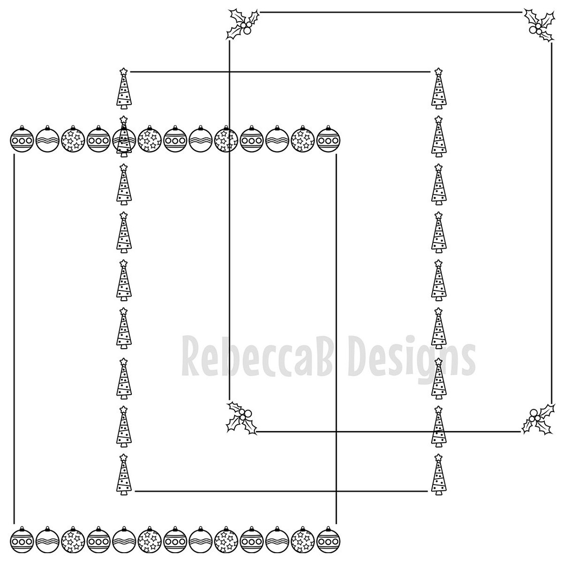 Christmas Doodle Borders Clip Art, Christmas Clipart, Christmas Doodle ...