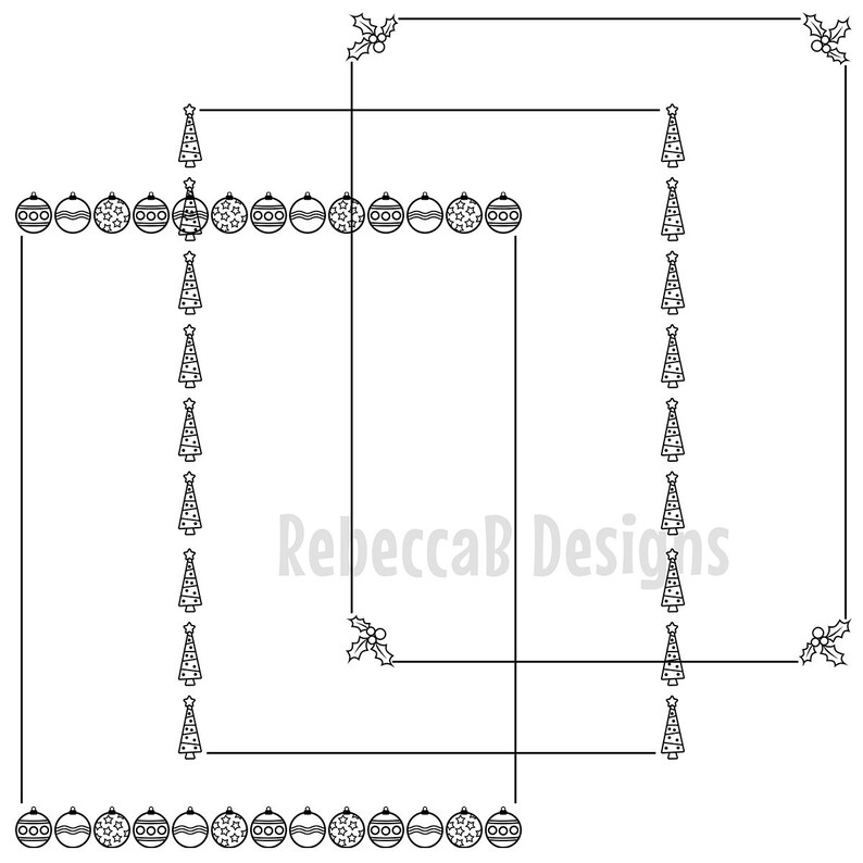 Christmas Doodle Borders Clip Art: Holiday Frames (digital Stamps) - Etsy