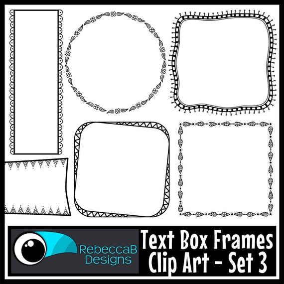 Text Box Border Frames Clip Art Set 3 Doodle Frames Clip Art | Etsy