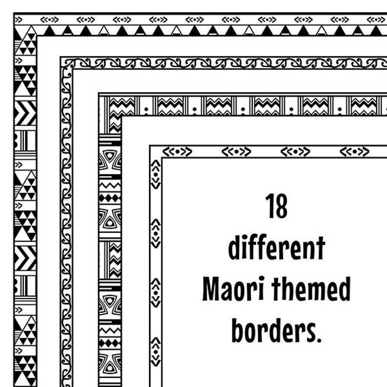 Maori Doodle Borders Clip Art, Maori Page Borders, Maori Clip Art ...