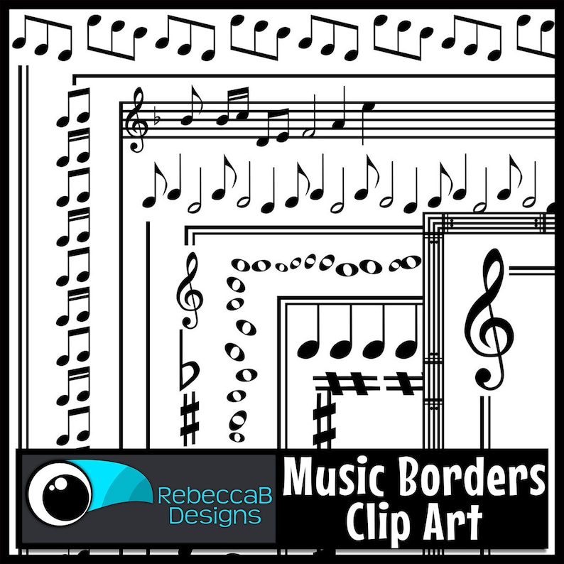 Music Borders Clip Art, Borders, Music Doodle Borders, Text Box Frames ...
