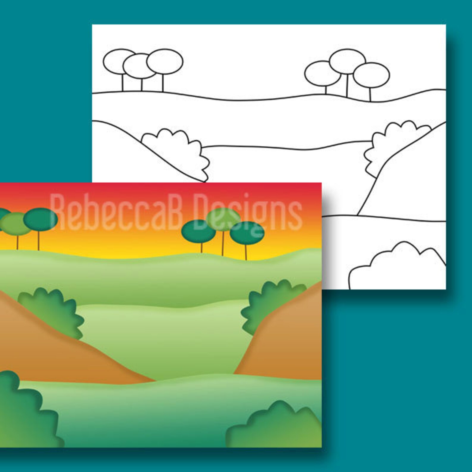 Landscape Background Scenes Clip Art, Landscape Clipart, Country Scenes ...