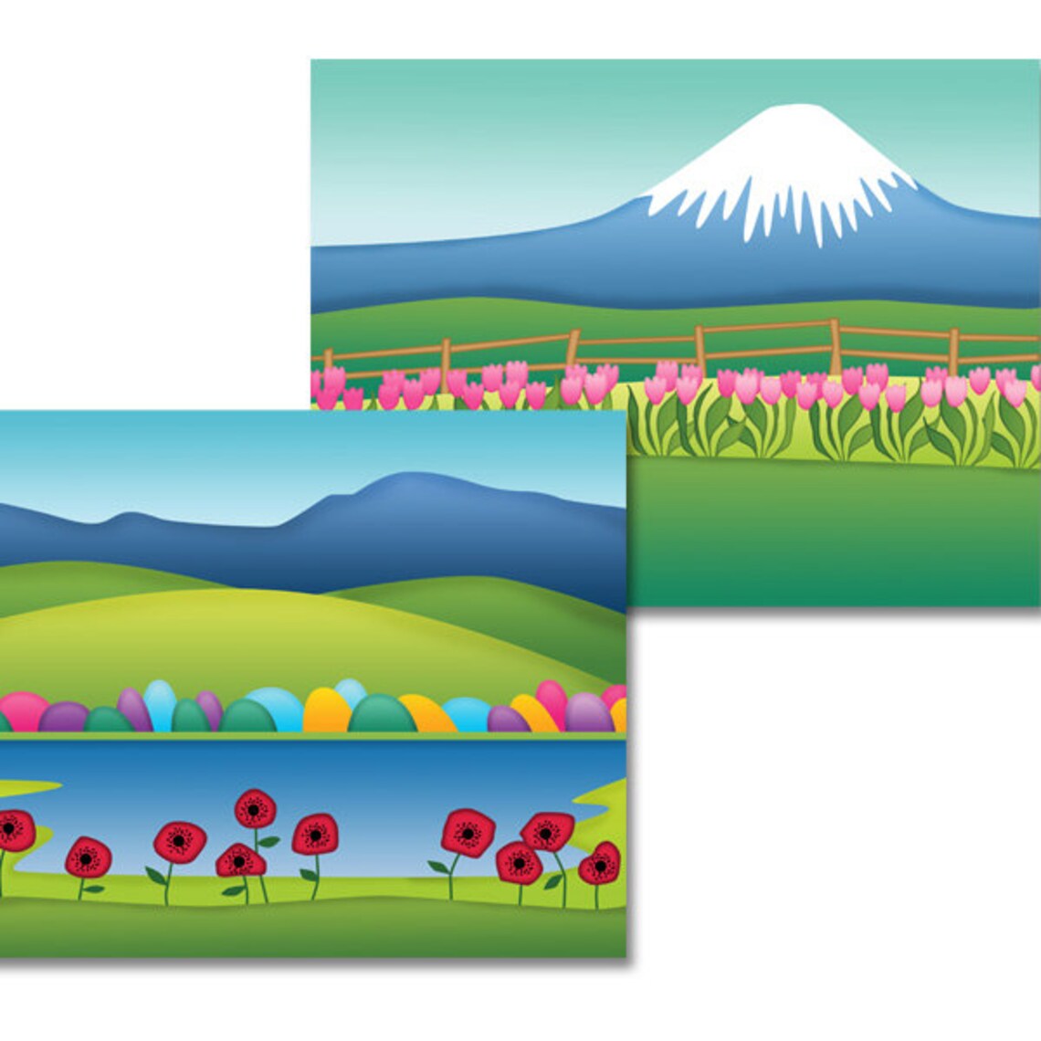 Spring Background Scenes Clip Art, Spring Landscape Clip Art, Spring ...