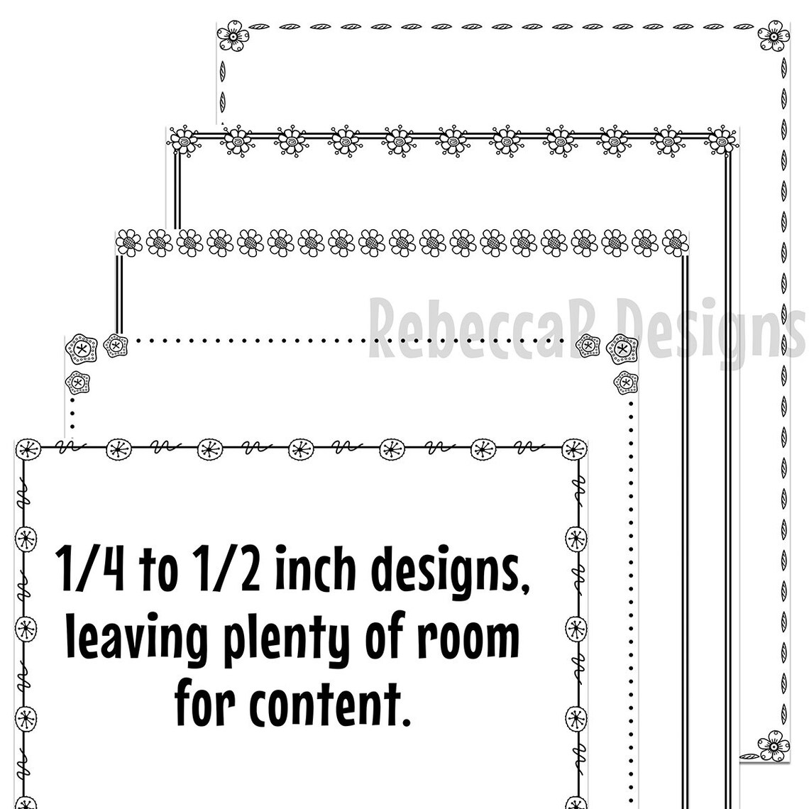 Spring Season Doodle Borders Clip Art, Spring Border Frames, Spring ...