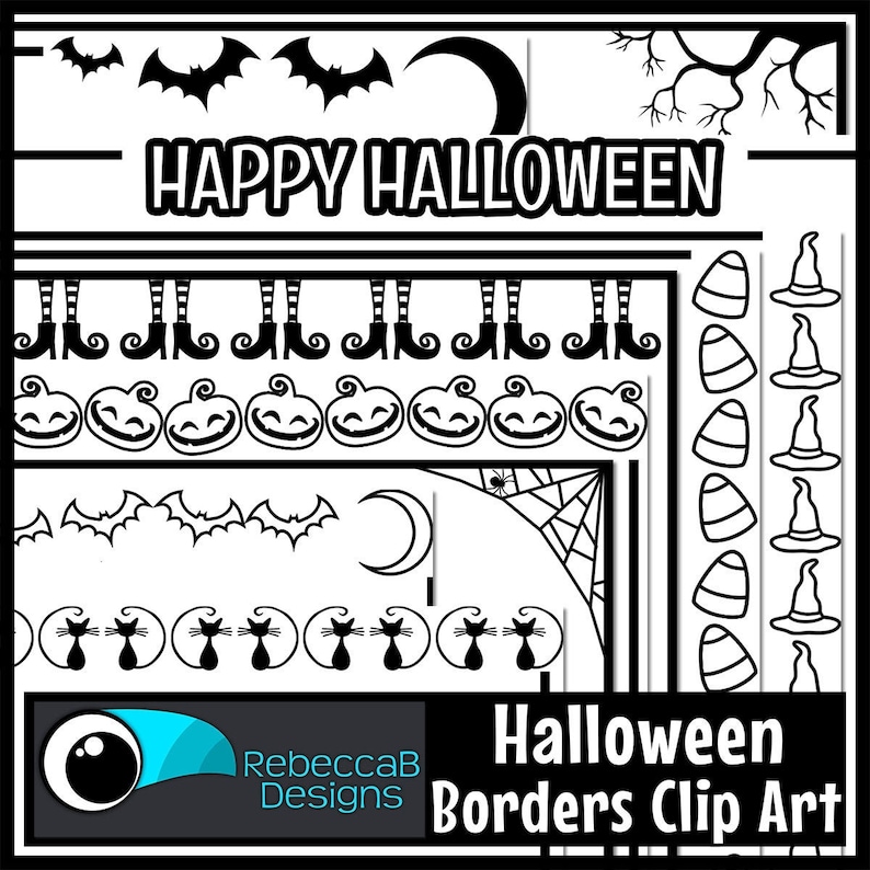 Halloween Doodle Borders Clip Art, Halloween Borders, Halloween Border ...