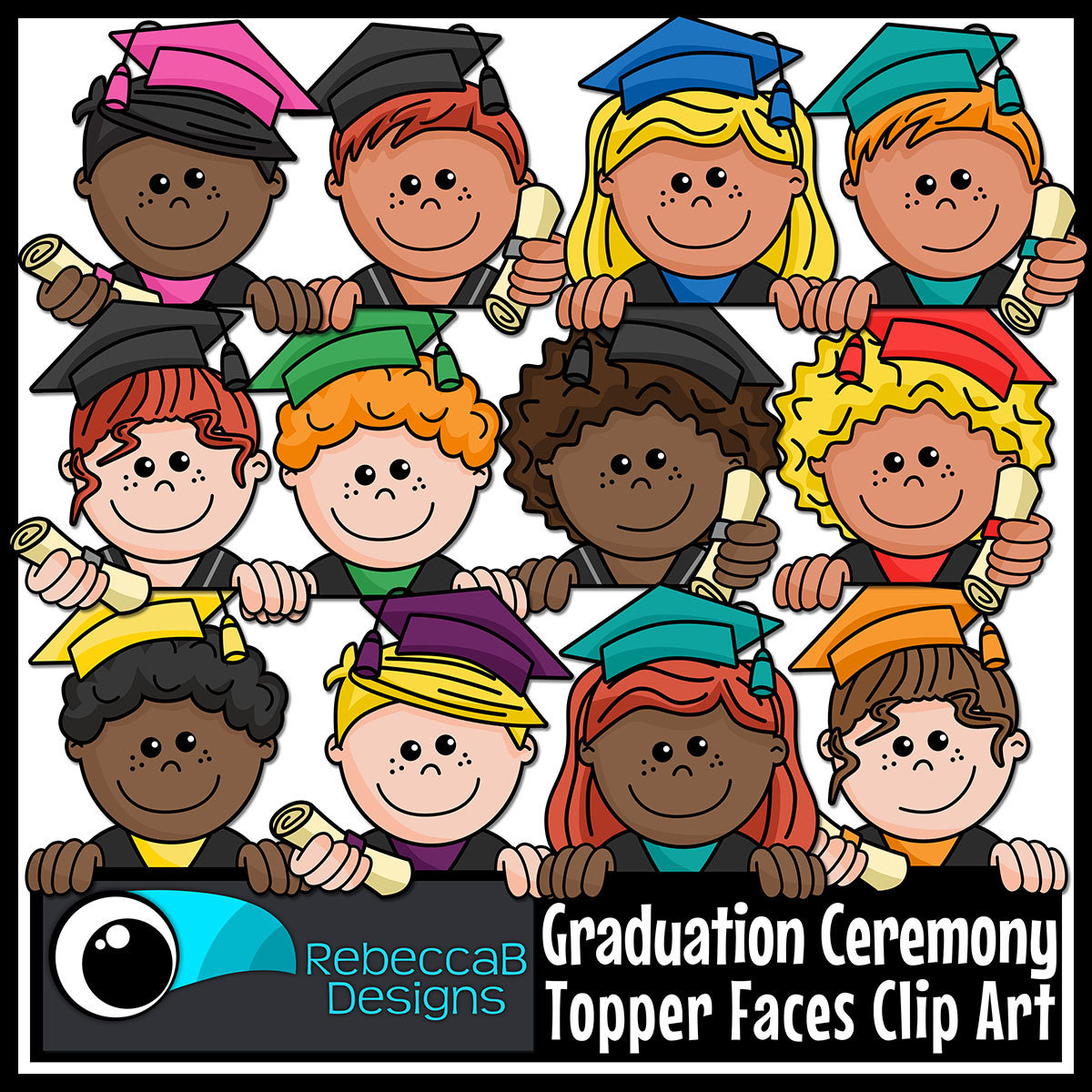 Graduation Ceremony Faces Clip Art, Page Toppers Clip Art, School Clip ...