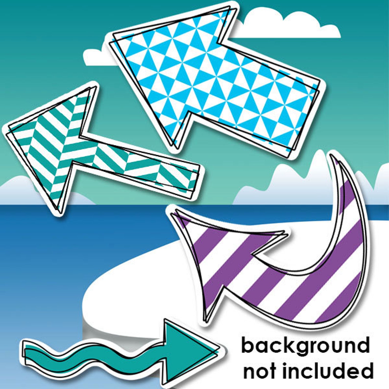 Arrows Clip Art Set 1, Colored Patterned Arrow Clipart, Digital Arrows ...