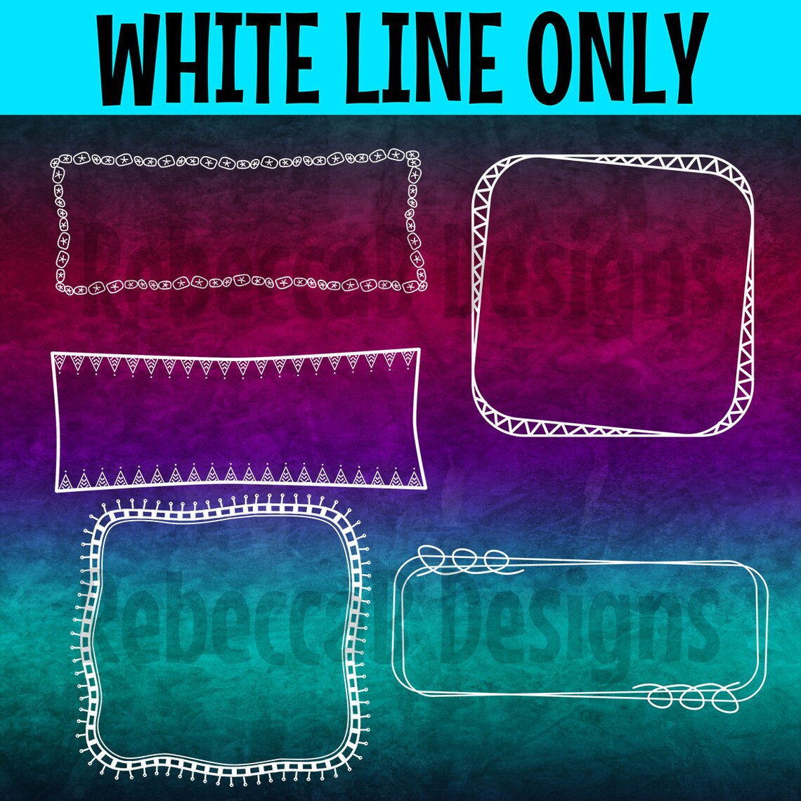 White Line Text Box Border Frames Clip Art Set 3, Text Box Frames ...