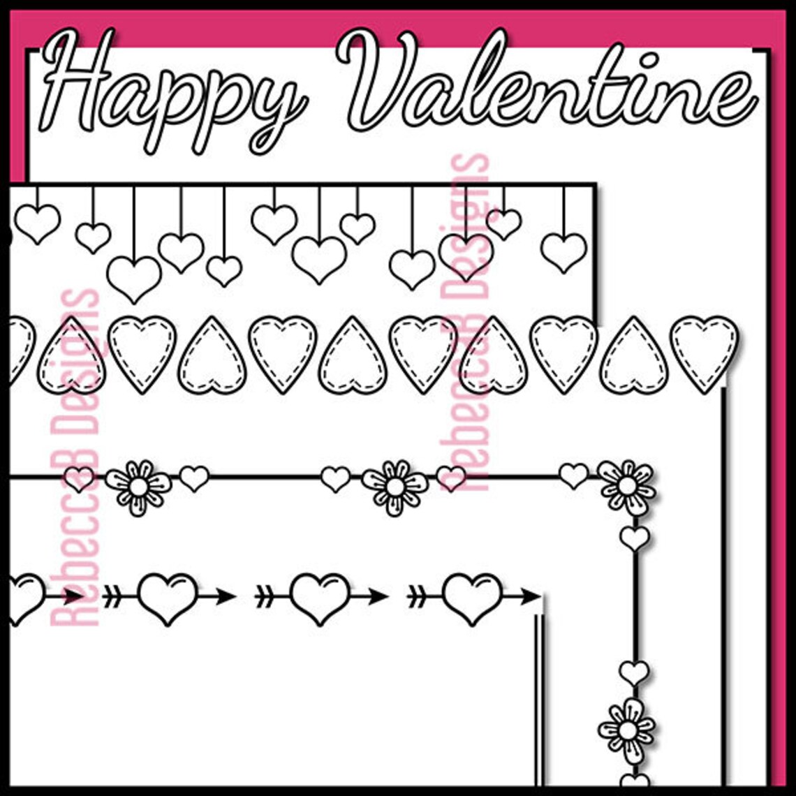 Valentine's Day Borders Clip Art, Valentine's Day Border Frames ...
