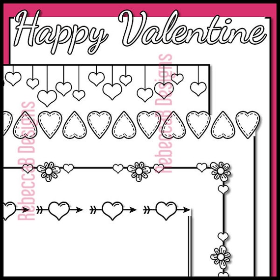 Valentines Day Borders Black And White