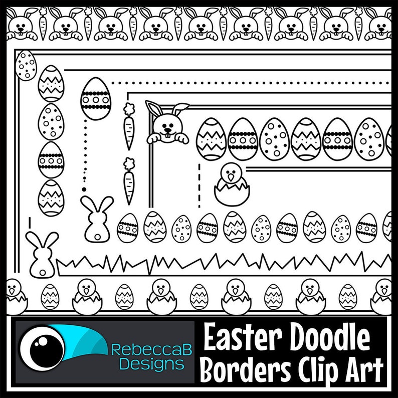 Easter Doodle Borders Clip Art, Easter Borders, Easter Border Frames ...
