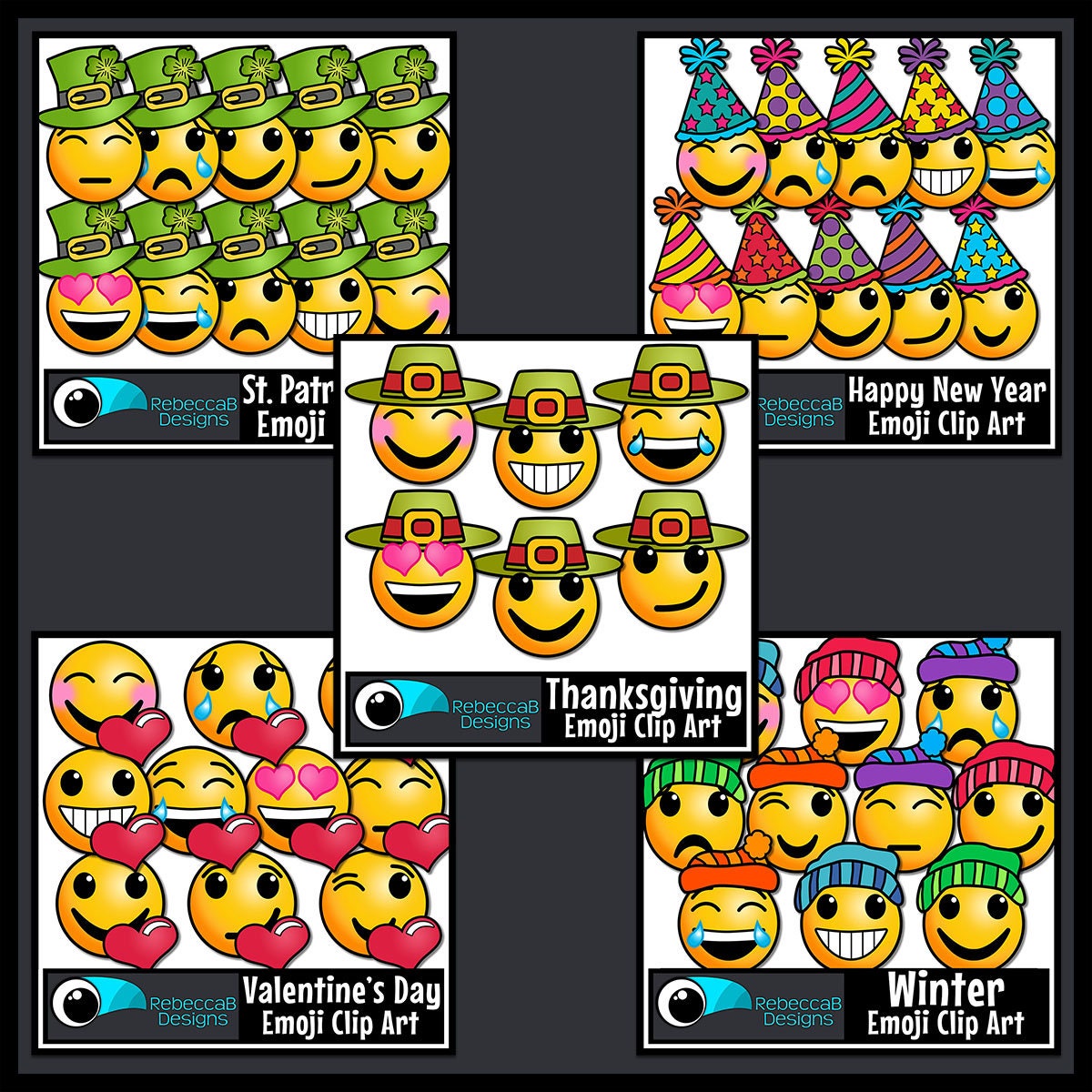 Holiday and Seasons Emoji Emotions Bundle Bonus Finger Counting Hands ...