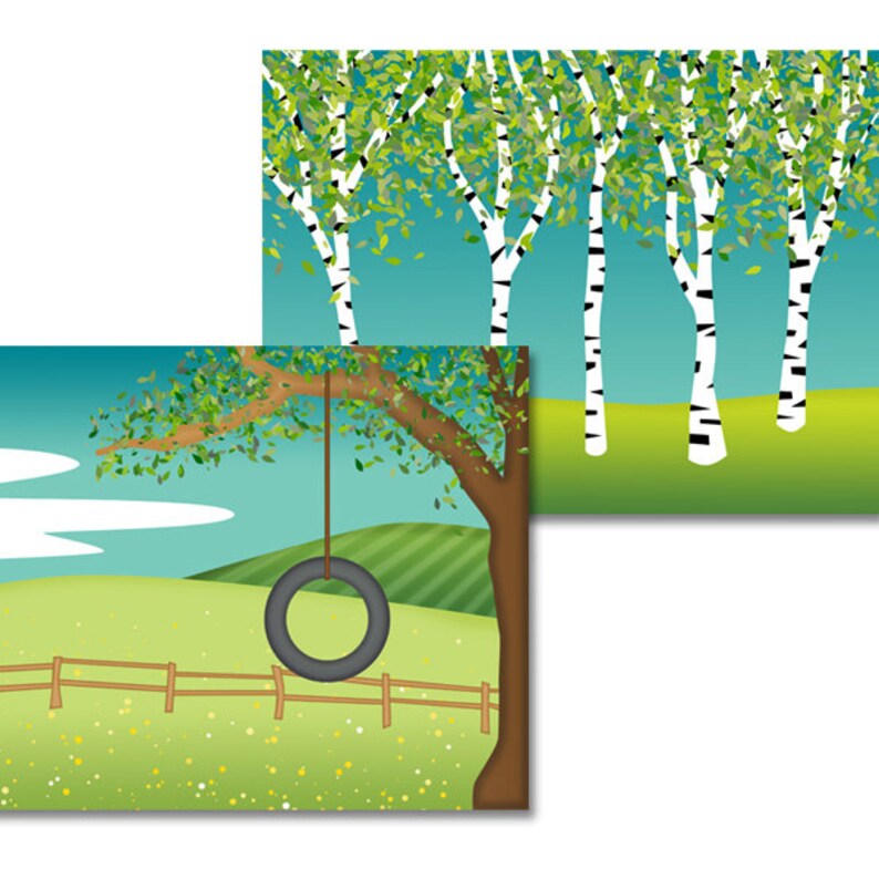 Spring Background Scenes Clip Art, Spring Landscape Clip Art, Spring ...