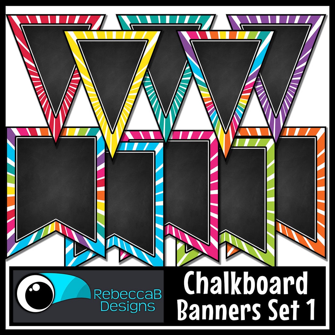 Chalkboard Bunting Pennant Banners Clip Art Set 1, Chalkboard Clip Art ...