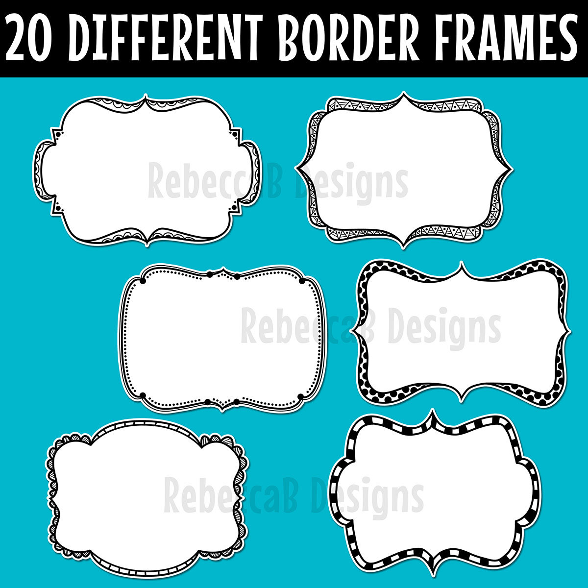 Doodle Border Frames Clip Art Set 1 Text Box Frames Clip Art | Etsy
