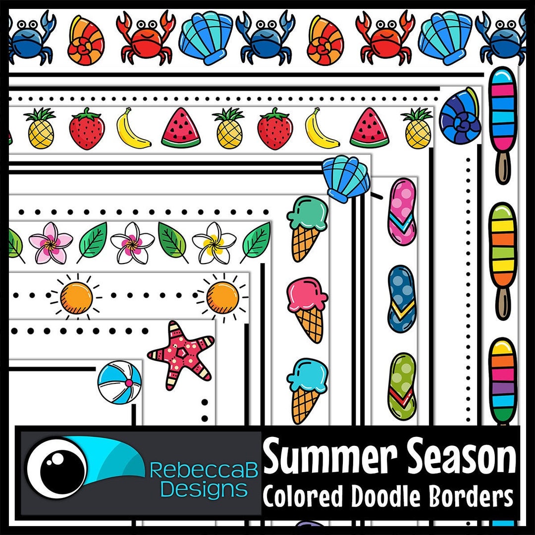 Summer Doodle Borders Clip Art: Beach Frames (digital Download) - Etsy