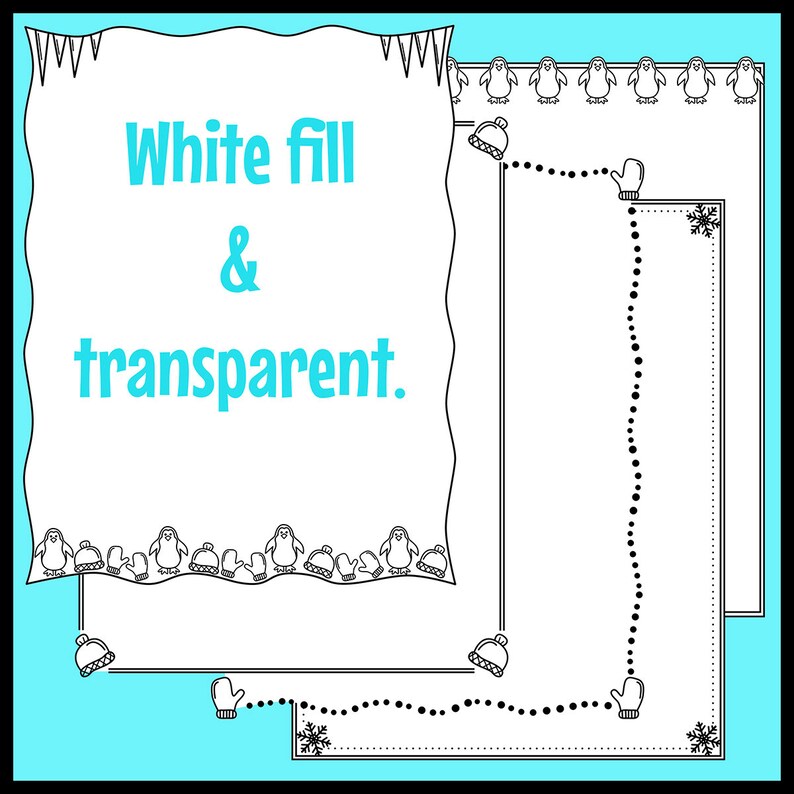 Winter Doodle Borders Clip Art, Winter Border Frames, Winter Clip Art ...