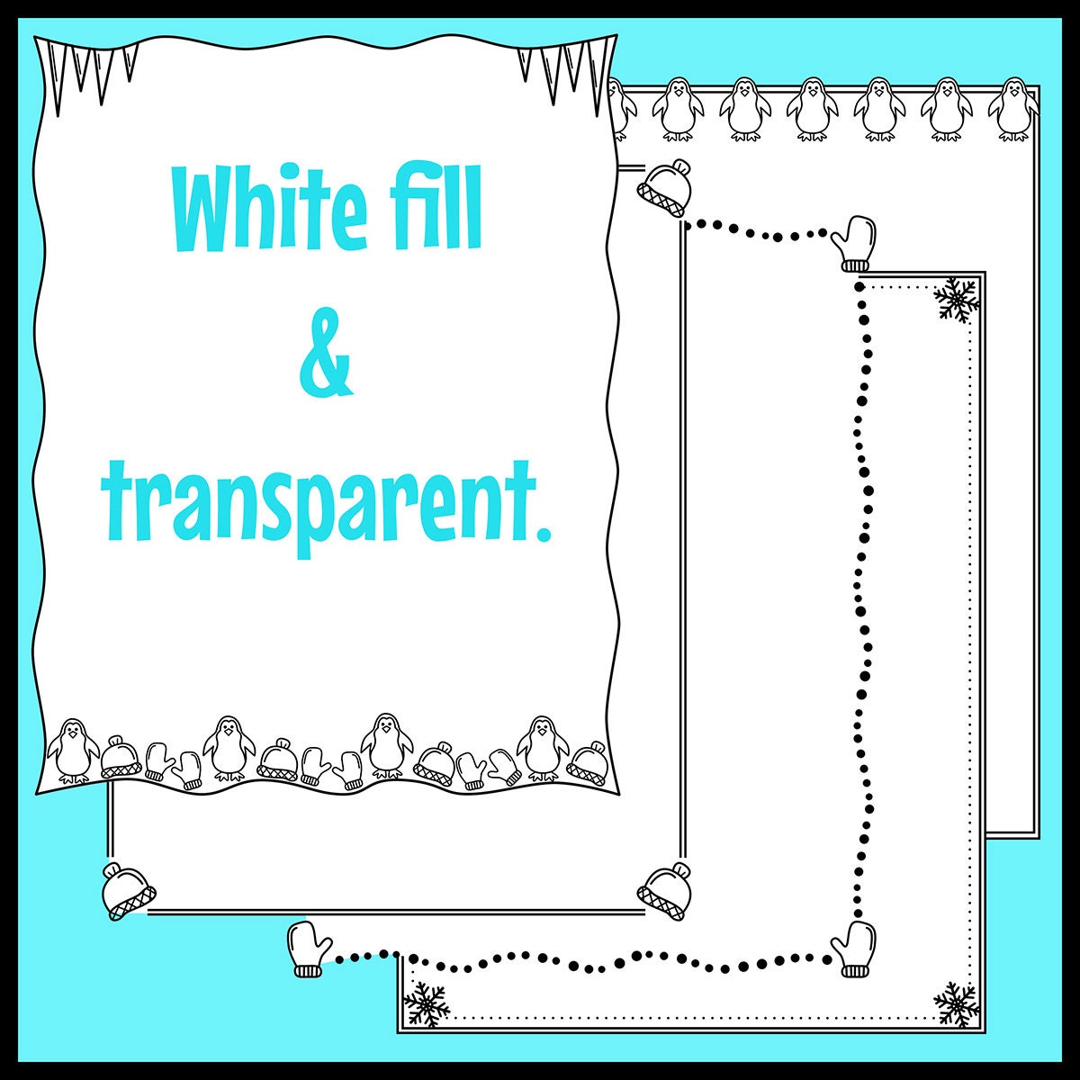 Winter Doodle Borders Clip Art, Winter Border Frames, Winter Clip Art ...