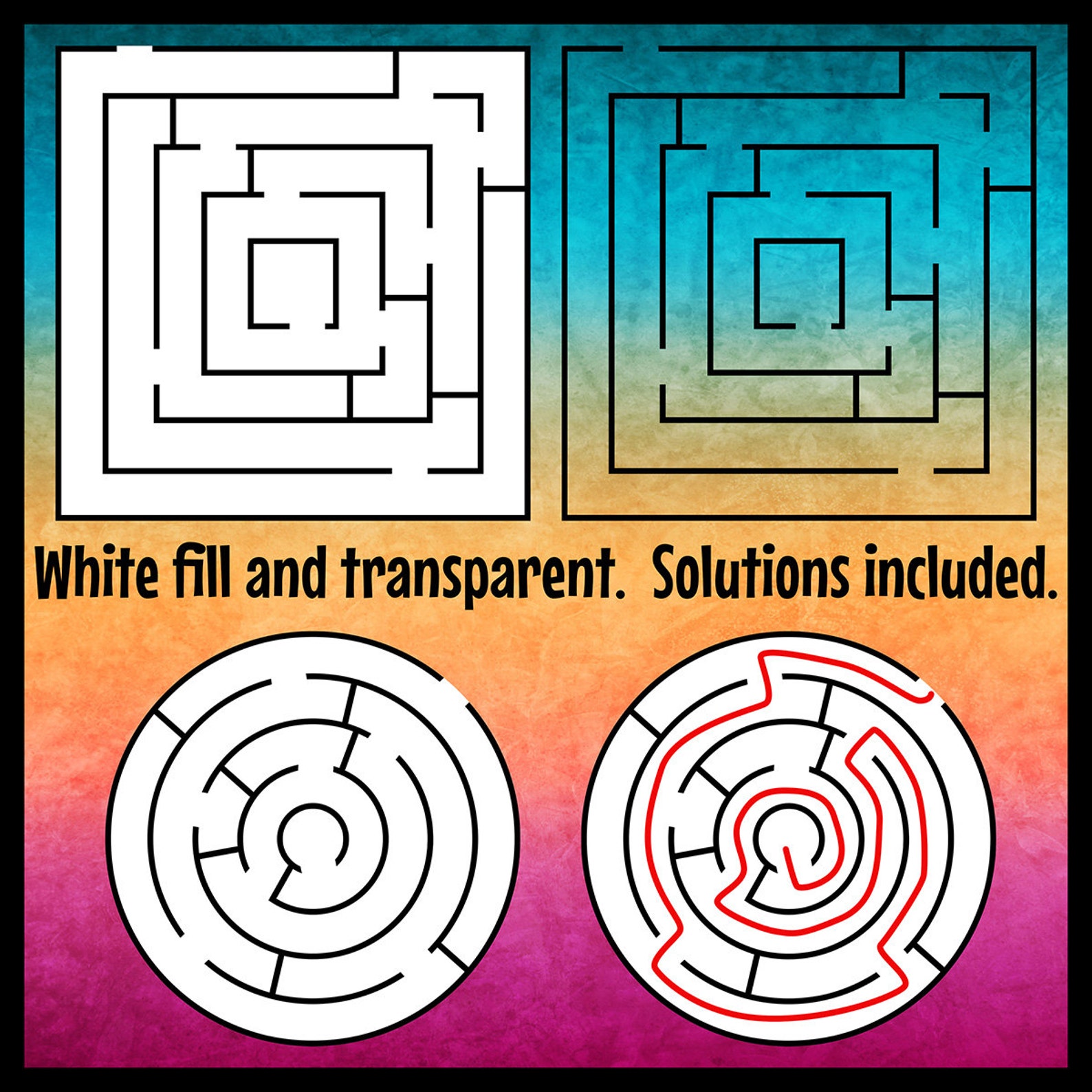 2D Shapes Maze Clip Art Set 1, Maze Clip Art, 2D Shapes, Mazes and ...
