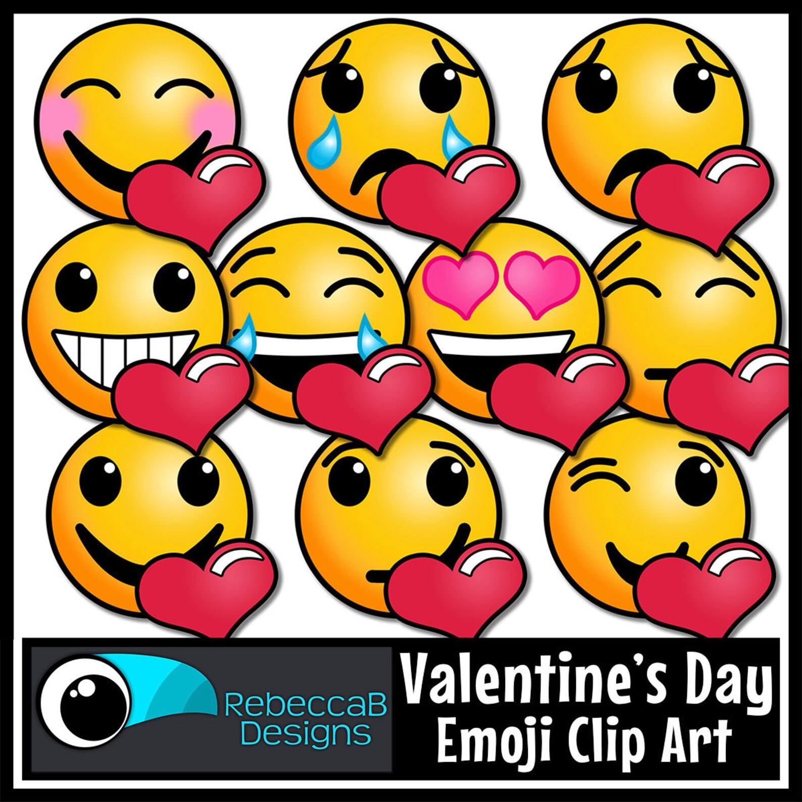 Valentine's Day Emoji Clip Art, Emotions Clip Art, Feelings Clip Art ...