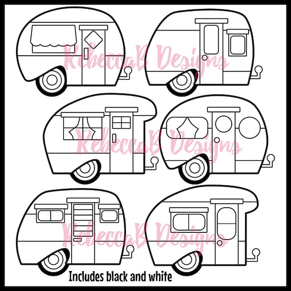Camper Clip Art Outline