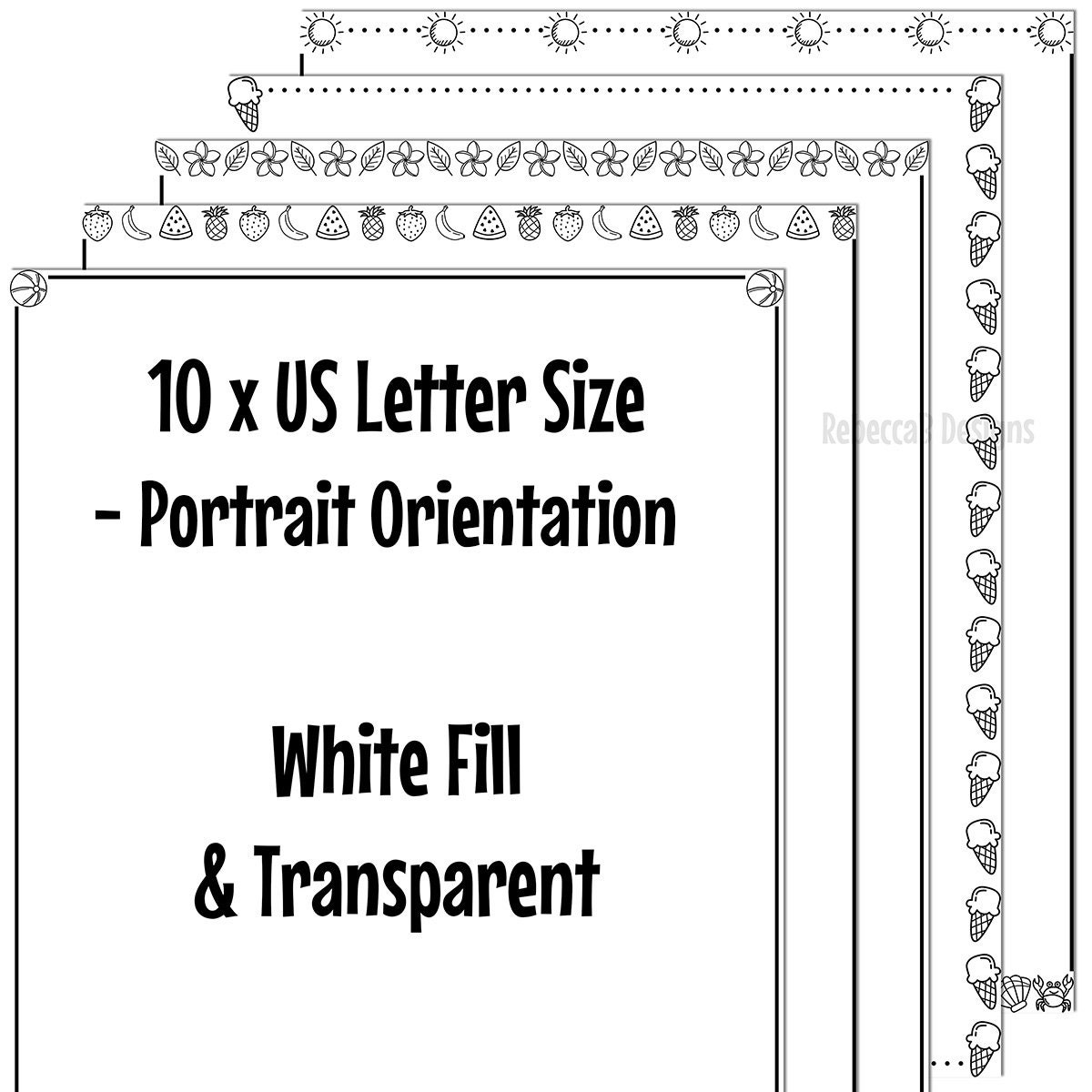 Summer Season Doodle Borders Clip Art, Back to School Clip Art, Summer ...