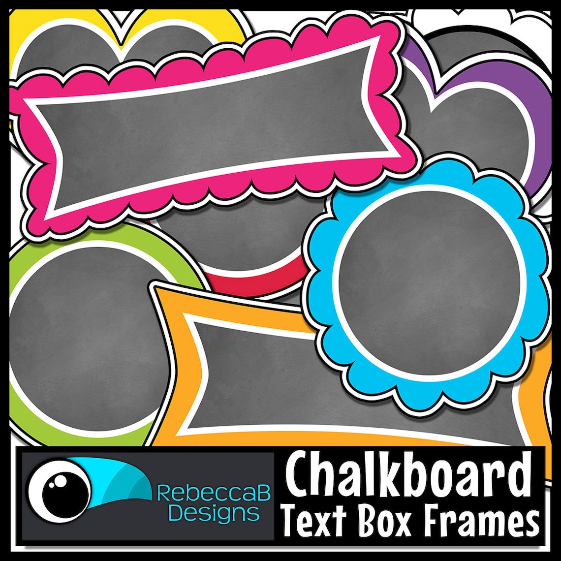 Chalkboard Text Box Frames Clip Art, Text Box Frames Clip Art, Border ...