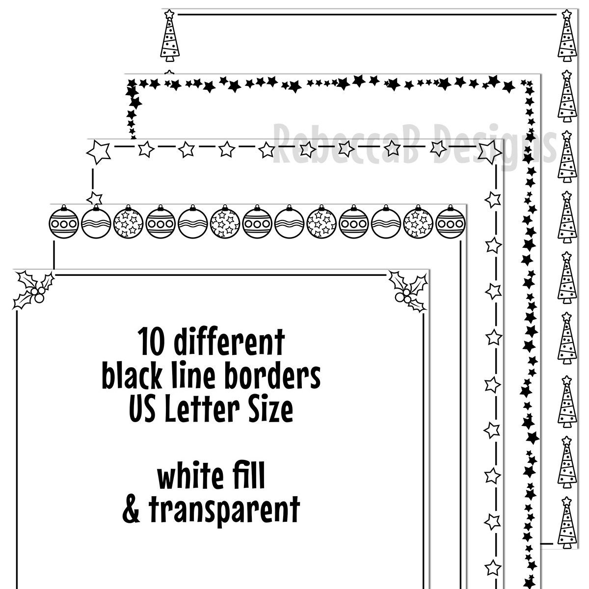 Christmas Doodle Borders Clip Art, Christmas Clipart, Christmas Doodle ...