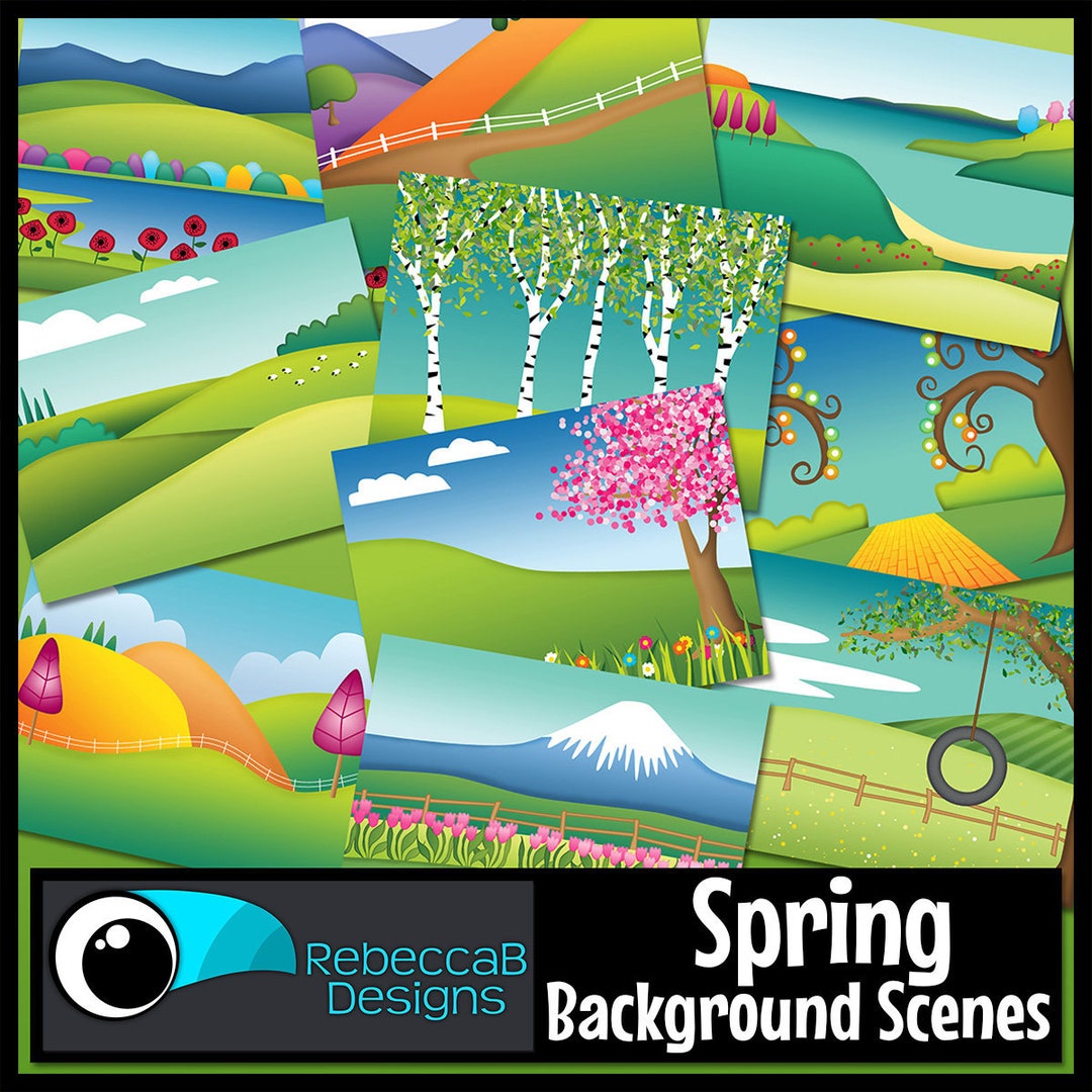 Spring Background Scenes Clip Art, Spring Landscape Clip Art, Spring ...