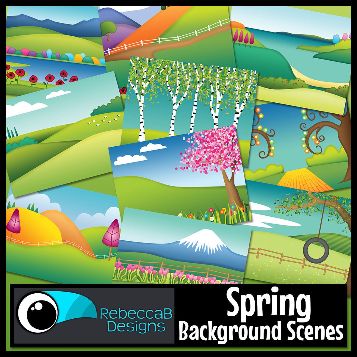 spring illustration love season spring clipart bright scene pack for ...