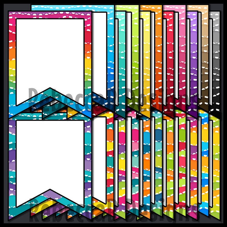 Bunting Pennant Banners Clip Art Set 2 - Wavy Classroom Decor, Pennant ...