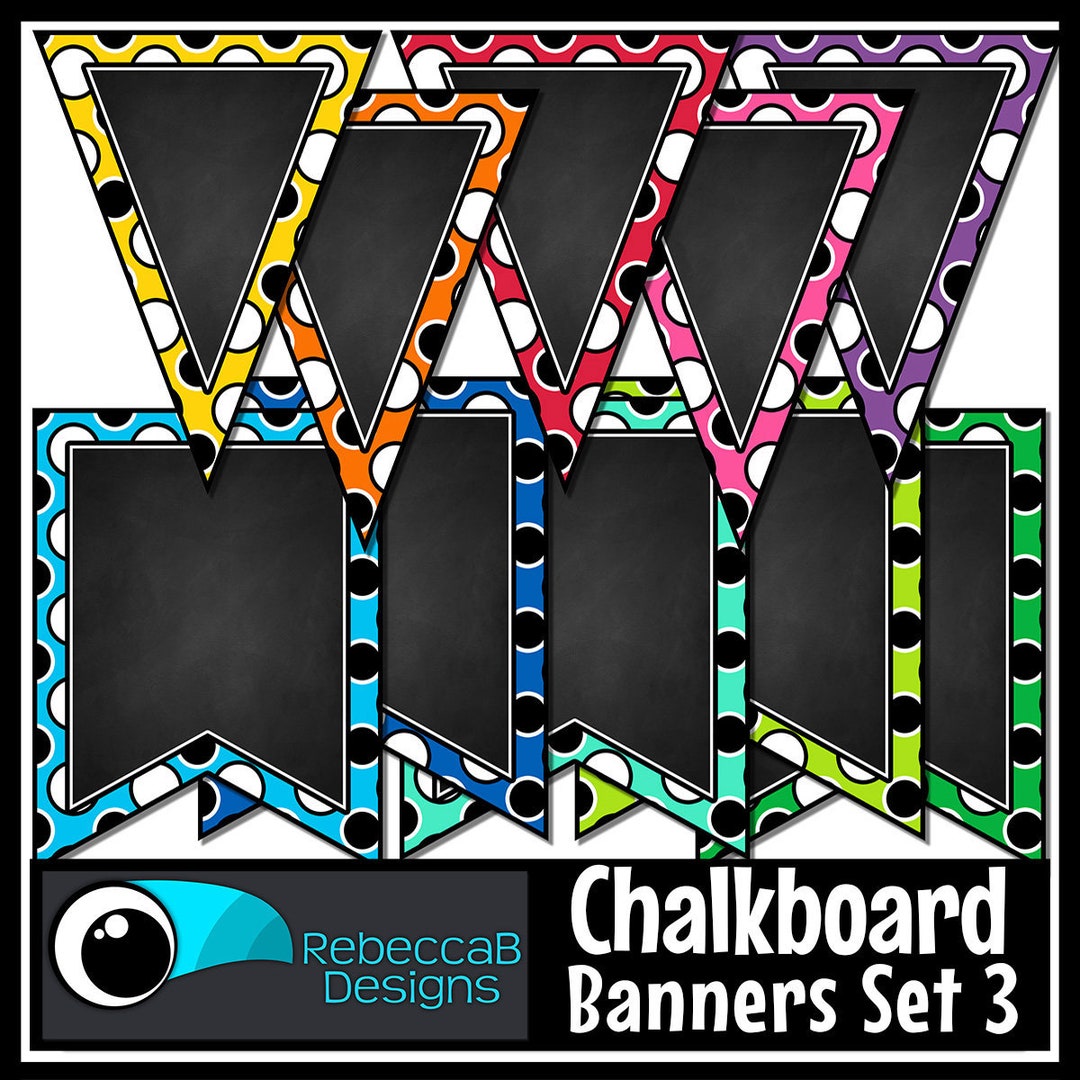 Chalkboard Bunting Pennant Banners Clip Art Set 3, Chalkboard Clip Art ...