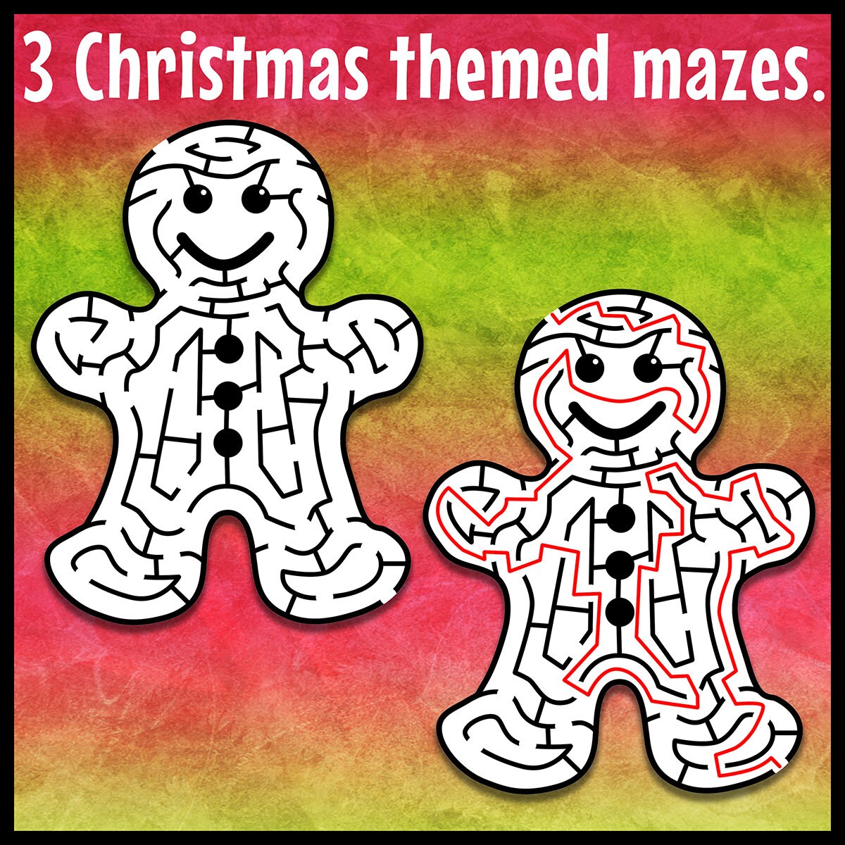 Christmas Maze Clip Art Set 2, Christmas Clip Art, Mazes With Solutions ...