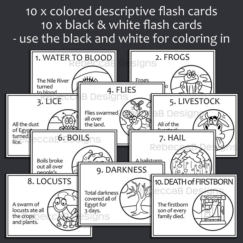 Ten Plagues of Egypt Wheel Spinner and Descriptive Flash Cards, Moses ...