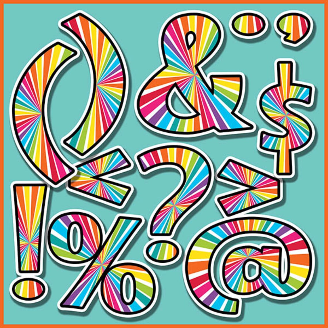 Starburst Alphabet and Numbers Clip Art, Bulletin Board Alphabet Clip ...