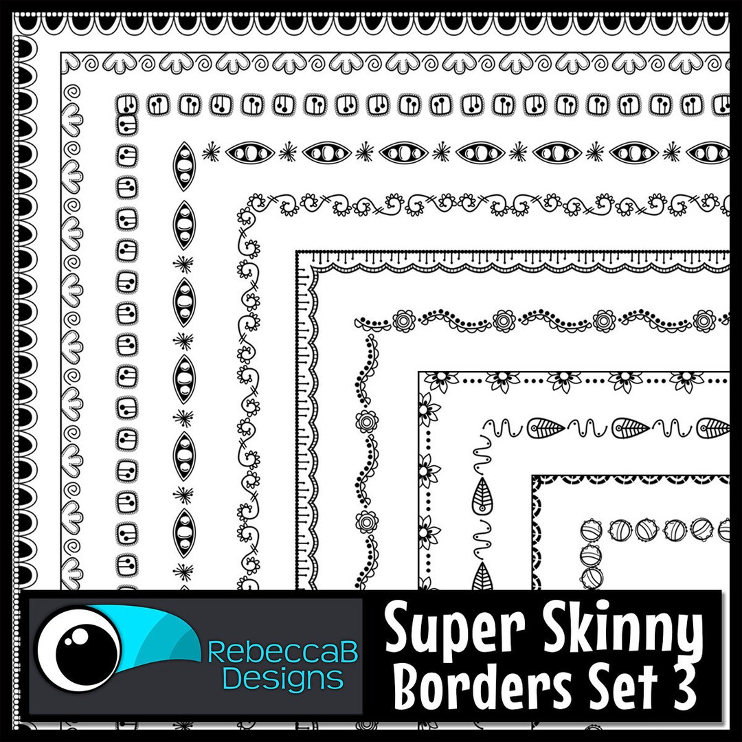 Super Skinny Borders Clip Art Set 3, Border Frames Clip Art, Super ...
