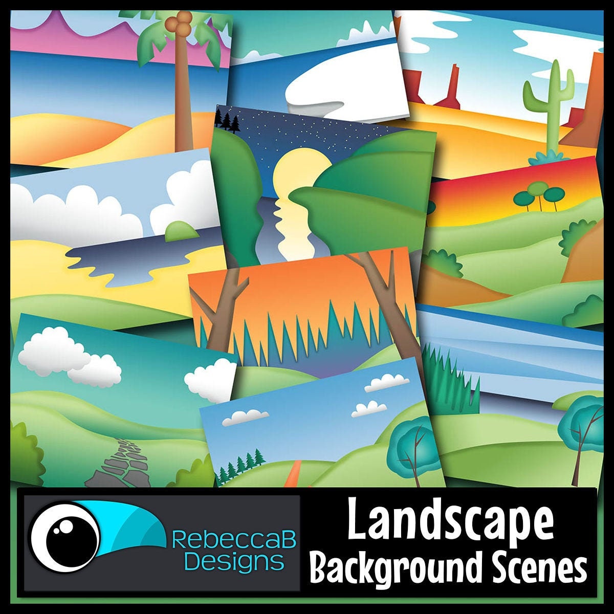 Landscape Background Scenes Clip Art, Landscape Clipart, Country Scenes ...