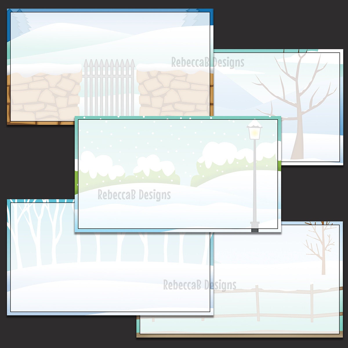 Widescreen Winter Border 16:9 Backgrounds - Google Slides™ and ...
