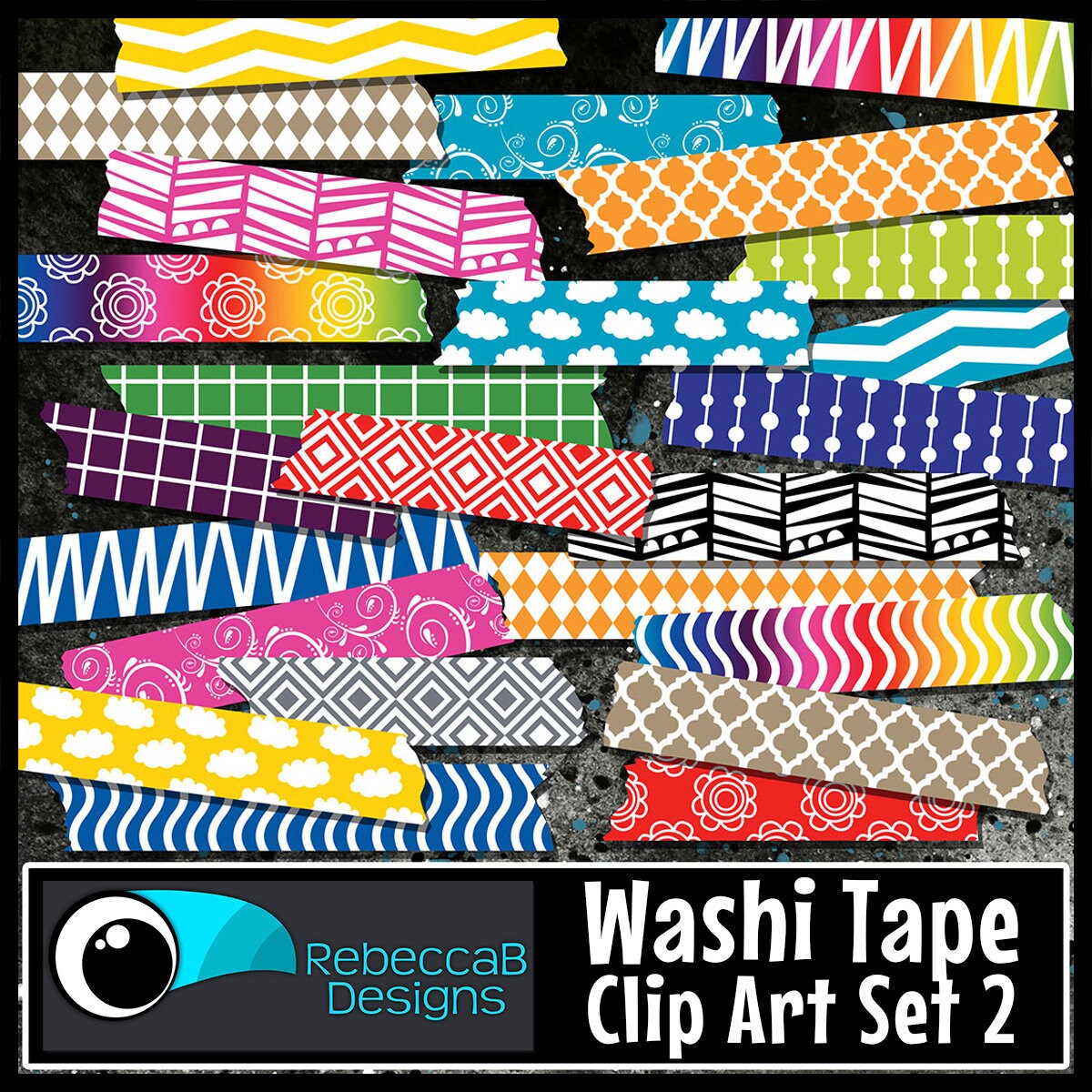 Washi Tape Clip Art Set 2, Washi Tape Clip Art, Washi Tape, Patterned ...
