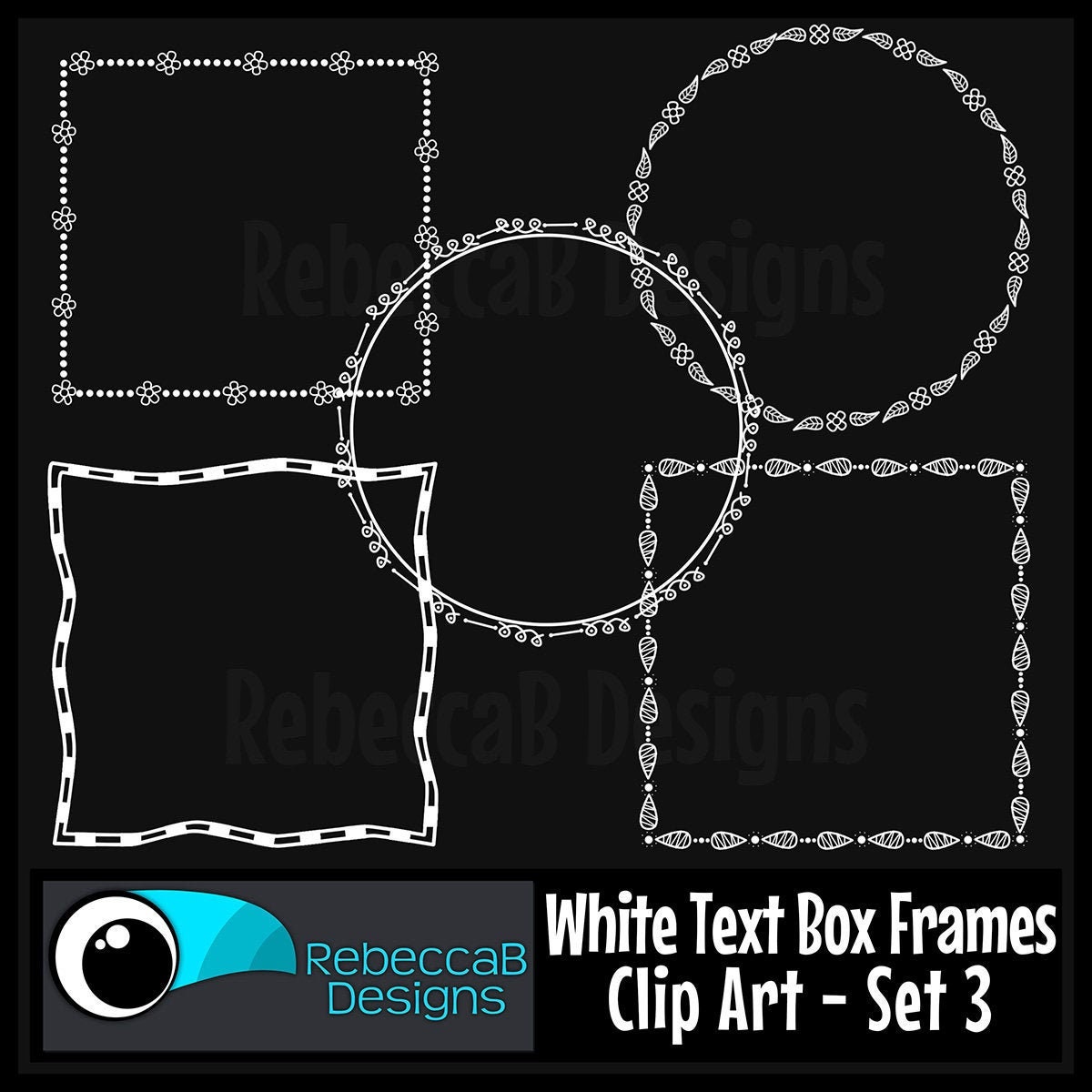 White Line Text Box Border Frames Clip Art Set 3, Text Box Frames ...